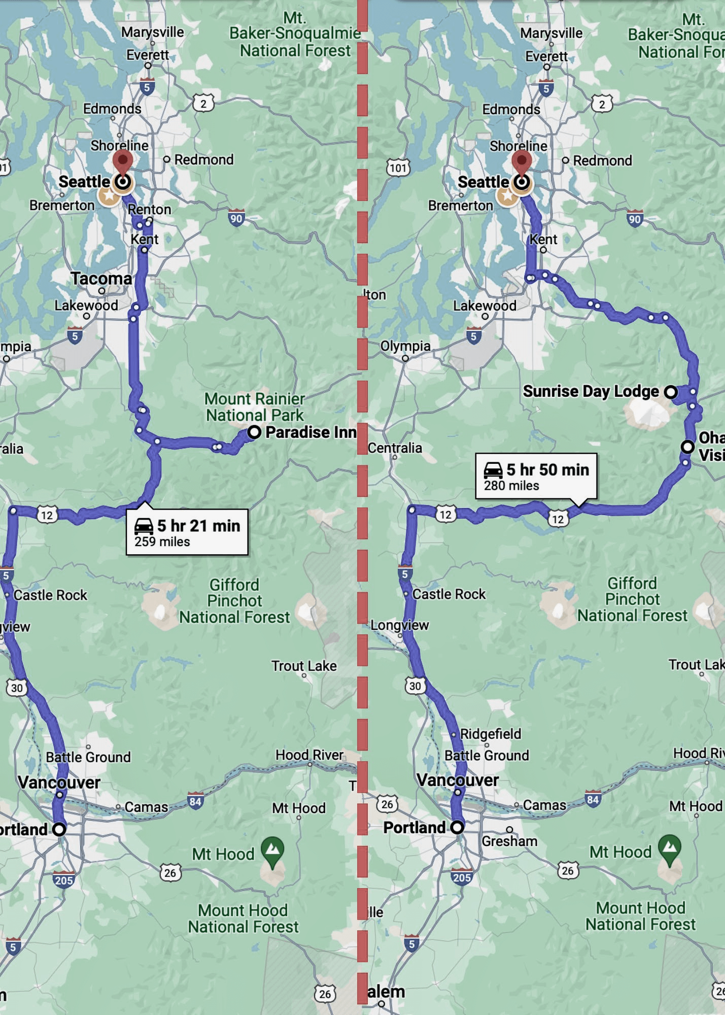 Seattle to Portland drive -- road trip planner to make the day unique
